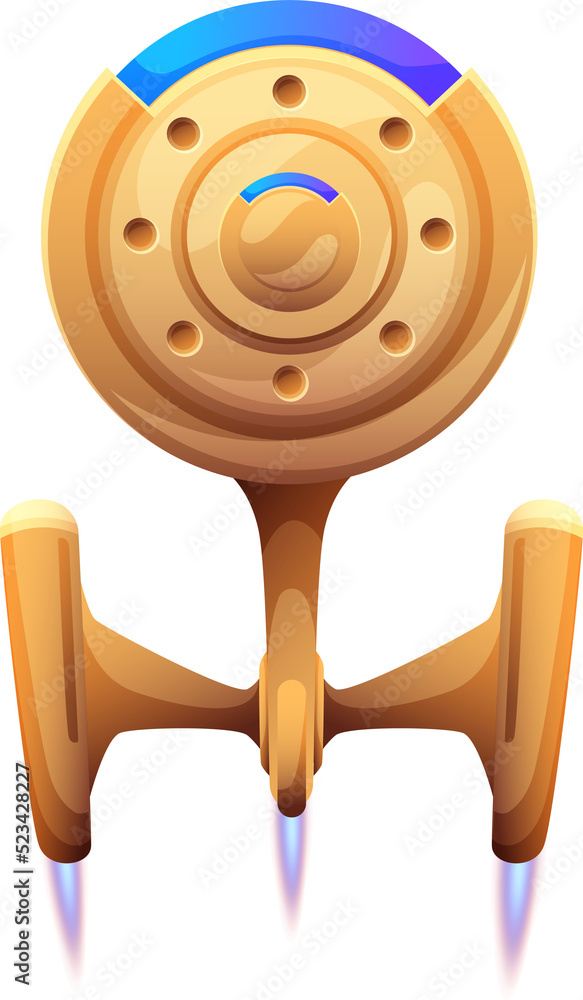 Cartoon galaxy space starship, flaming spaceship Stock Illustration ...