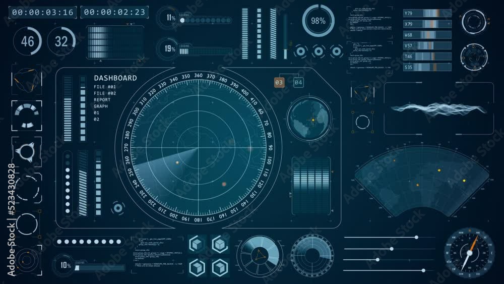 Motion graphic of Blue color sonar radar screen searching an object ...