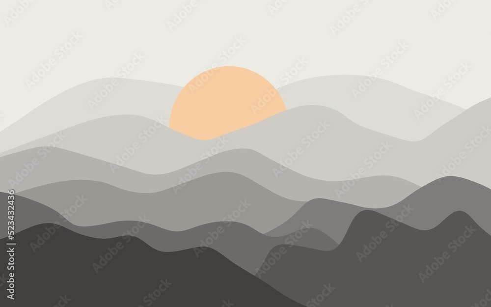 simple gray mountain scenery background illustration, suitable for ...