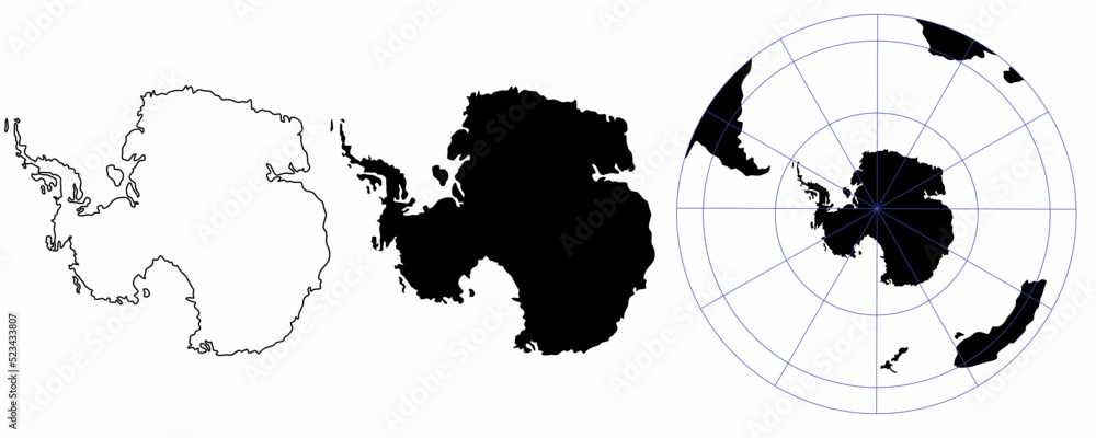 antarctica map set isolated on white background Stock Vector | Adobe Stock