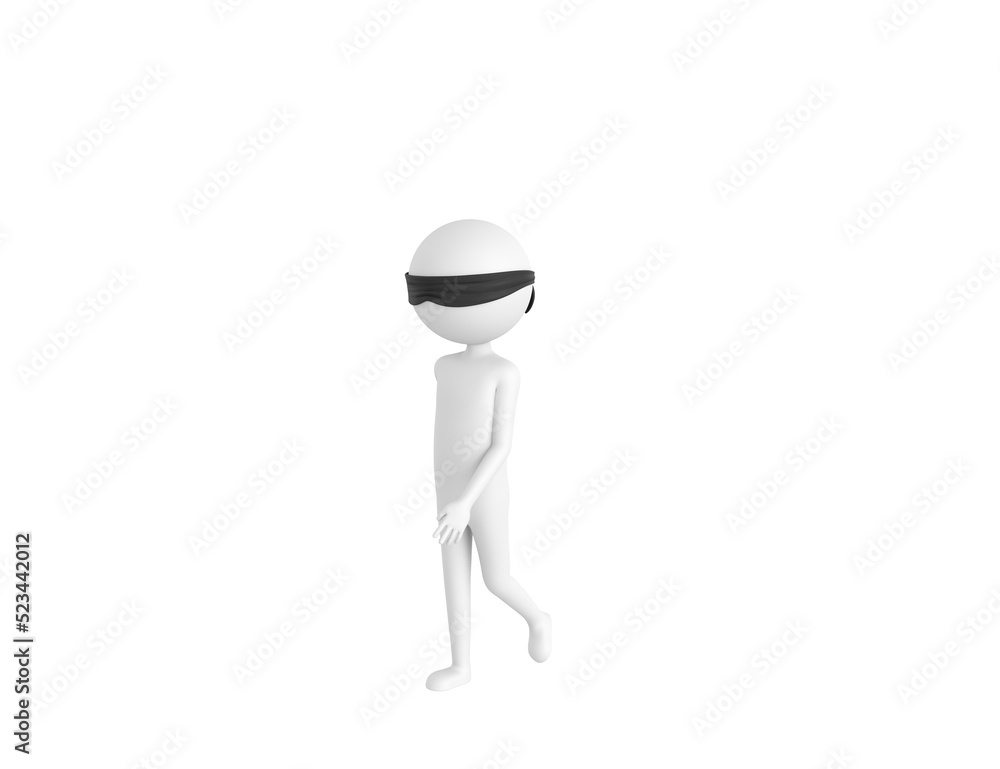 Blind Folded Stick Man character walking in 3d rendering. Stock ...