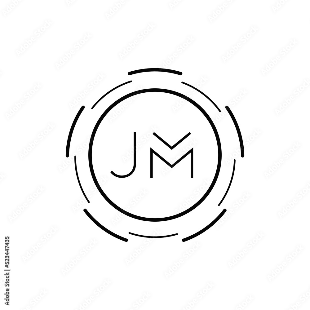 Initial JM Letter Logo with Circular Design and Round Frame Vector ...