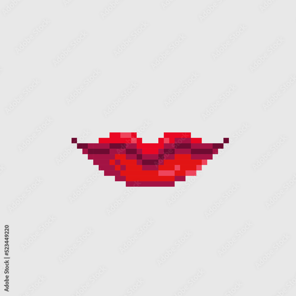 red lips in pixel art style Stock Vector | Adobe Stock