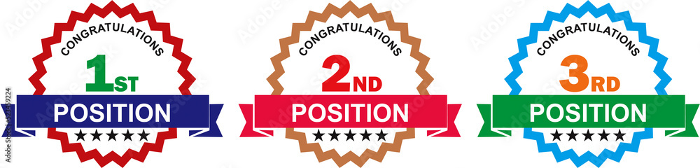 1st 2nd 3rd position, medal first place second third award winner badge ...