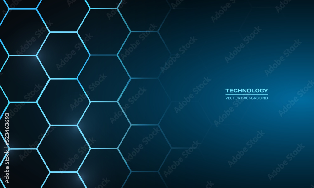 Blue Hexagonal Technology Vector Abstract Background Modern Technology