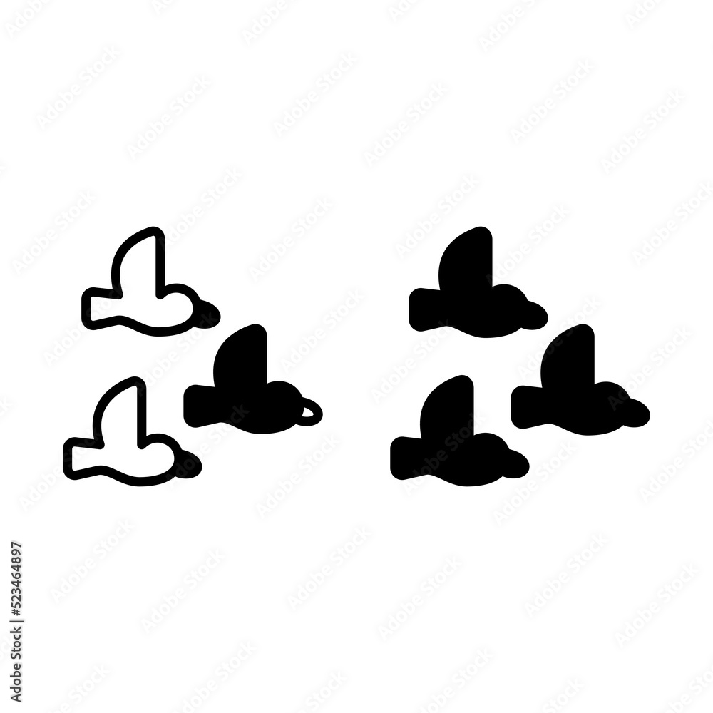 bird migration icon with solid line and glyph style. Suitable for ...