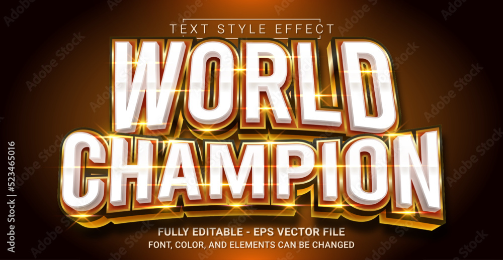 World Champion Text Style Effect. Editable Graphic Text Template. Stock ...
