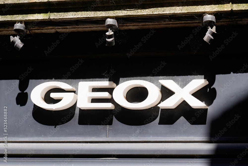 Geox sign text store and brand shop logo of Italian shoes and clothing ...