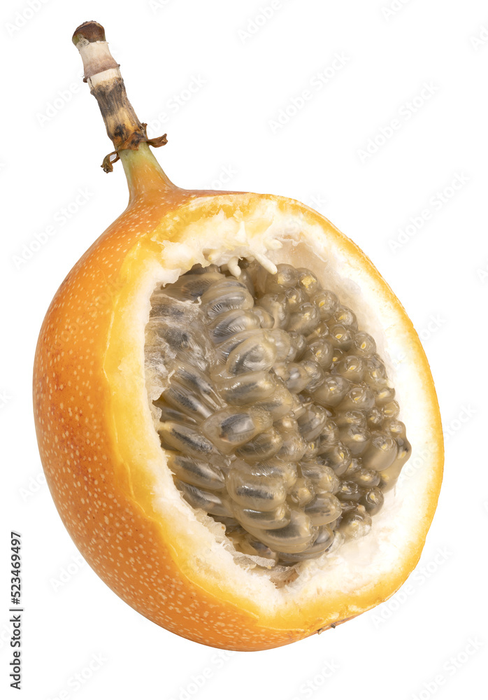Yellow Passion fruit with leaf isolated on white background, Fresh ...