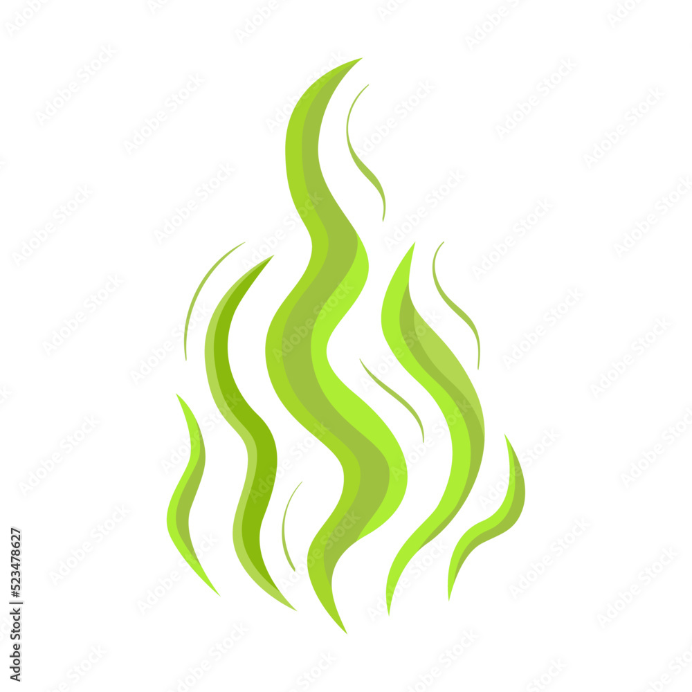 Bad smell odor clouds flat icon. Green toxic steam isolated vector ...