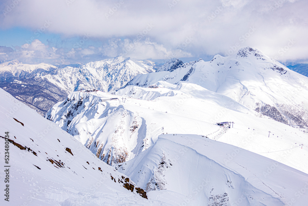 Mountain ranges covered with snow Stock Photo | Adobe Stock