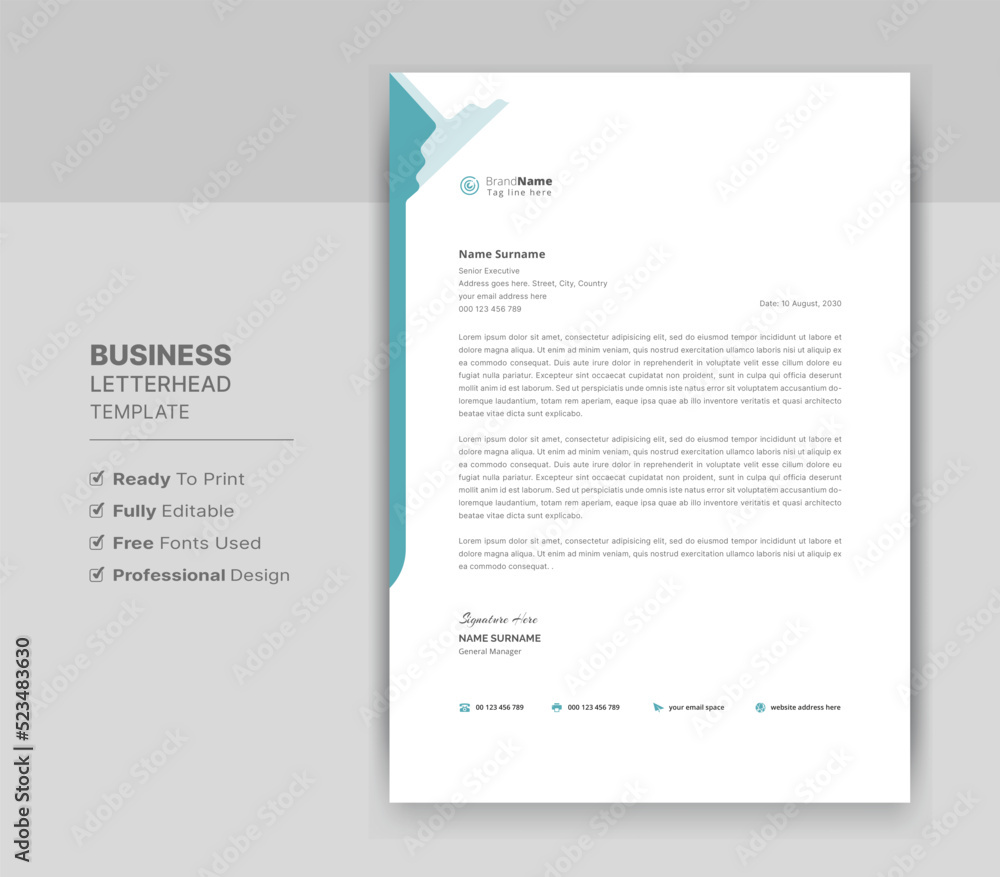 Creative letterhead format template, business style letterhead design ...