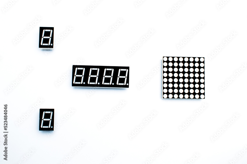 8x8 led matrix. Led matrix composition with digital indicator on ...
