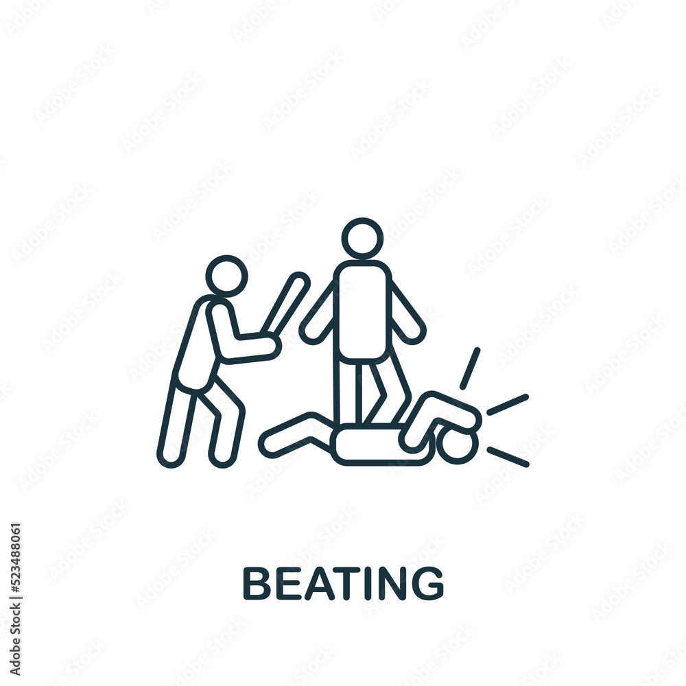 Beating Icon Monochrome Simple Line Harassment Icon For Templates Web Design And Infographics