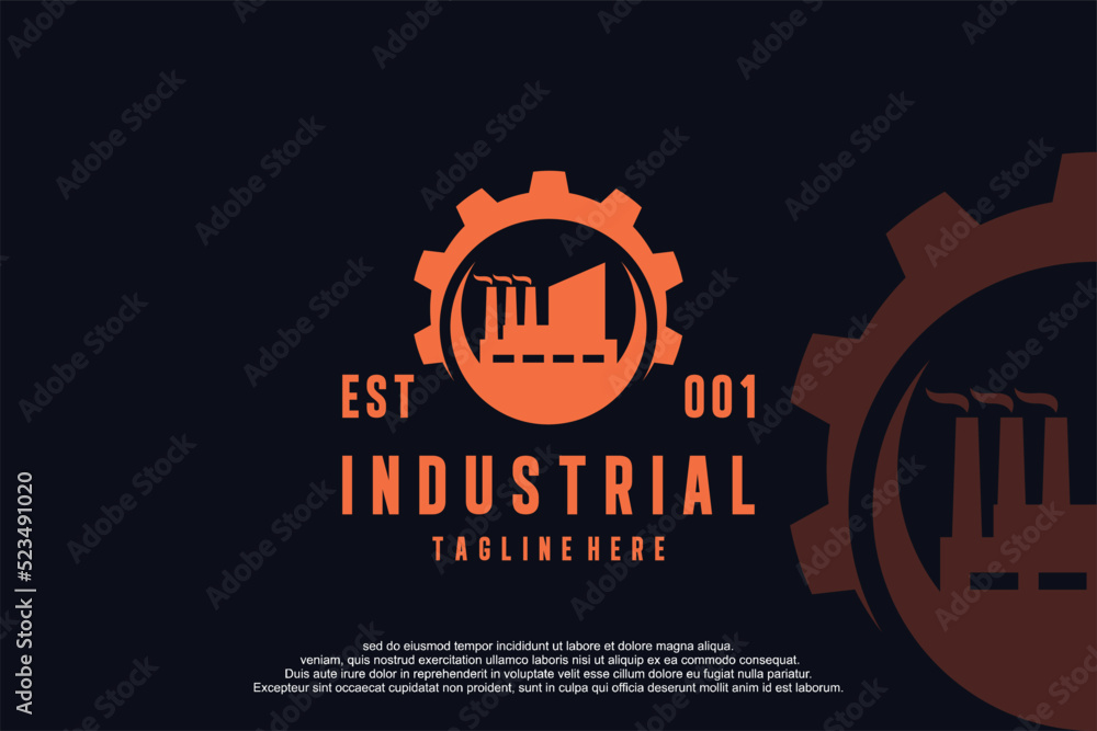 industrial logo with cogwheel sign Stock Vector | Adobe Stock