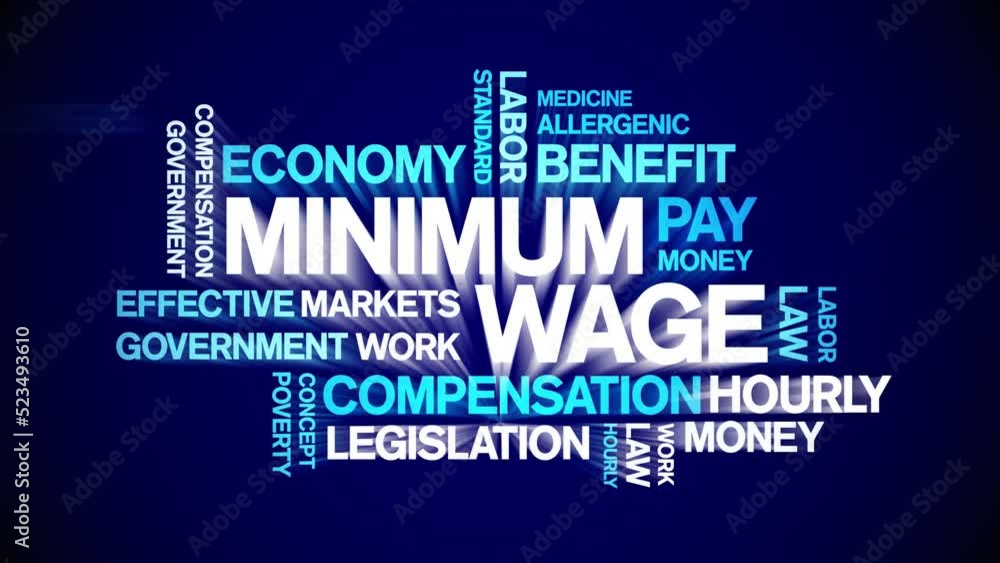 Minimum Wage Animated tag word cloud;text design animation kinetic ...