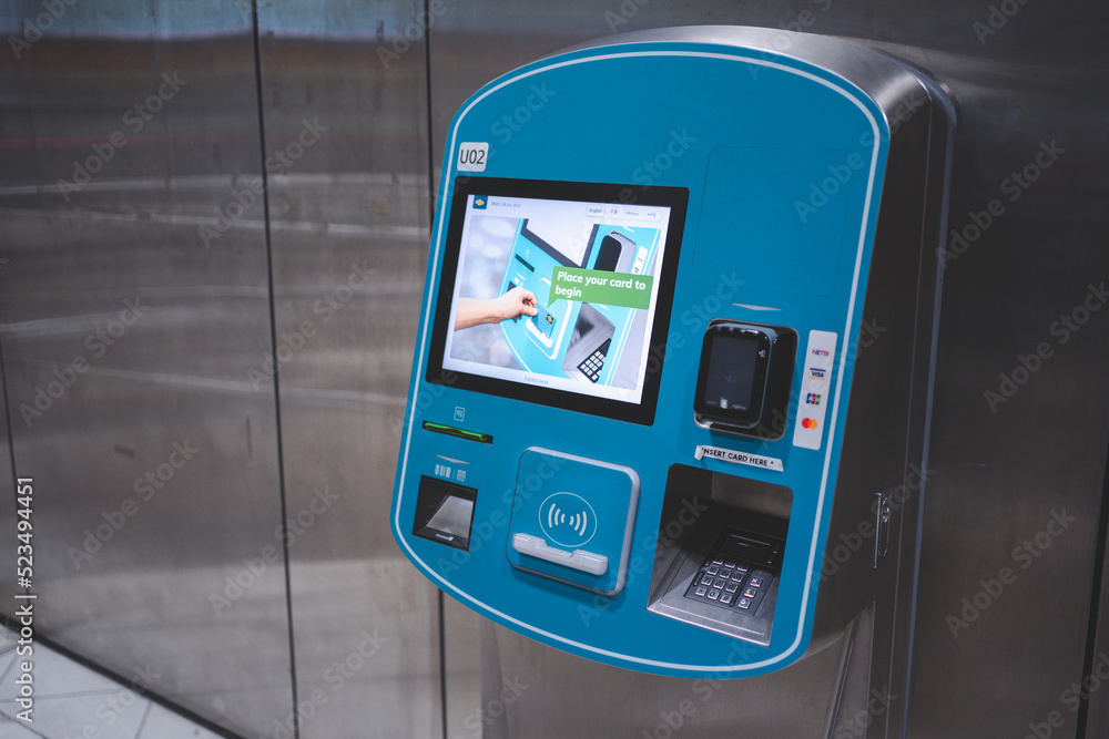 SINGAPORE - JULY 26, 2022 : Easy card Add-value machine at MRT Station ...
