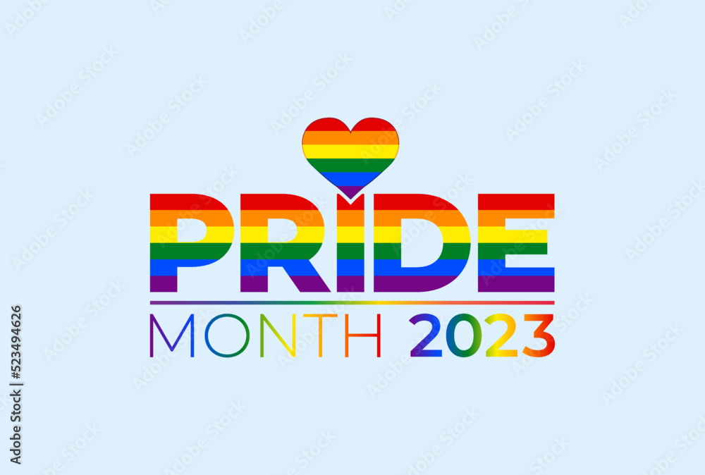 Pride month 2023 with the love vector. Rainbow LGBT flag colors ...