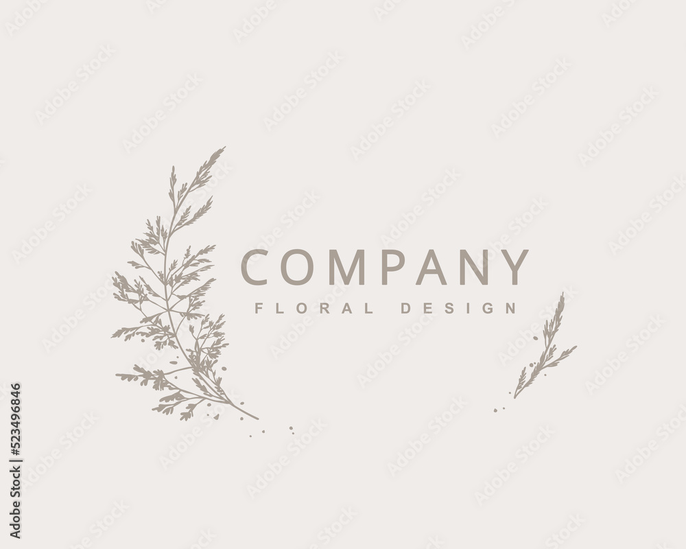 Elegant hand drawn floral frame. Logo template with flowers. Botanical ...