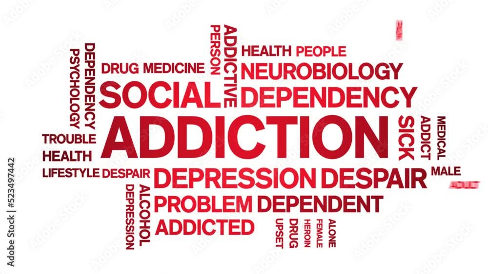 Addiction animated tag word cloud;text design animation kinetic ...