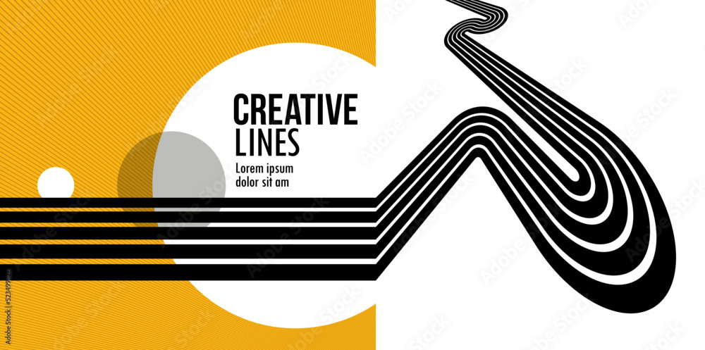 Future lines in 3D perspective vector abstract background, black and ...