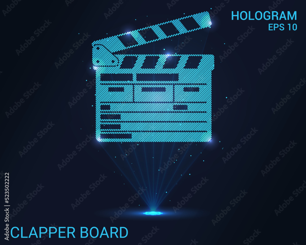 A hologram of a clapper board. Holographic projection of a clapper ...