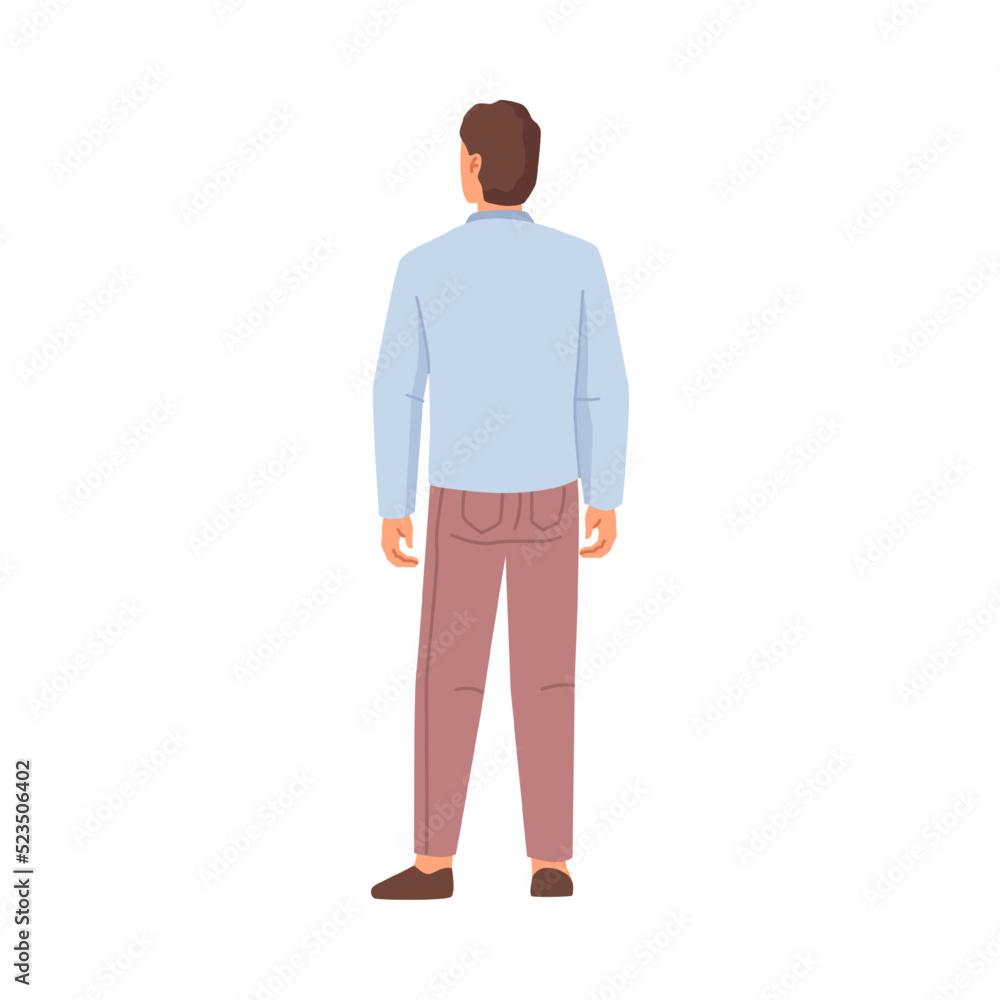 Figure of man view from behind, isolated flat cartoon character in ...