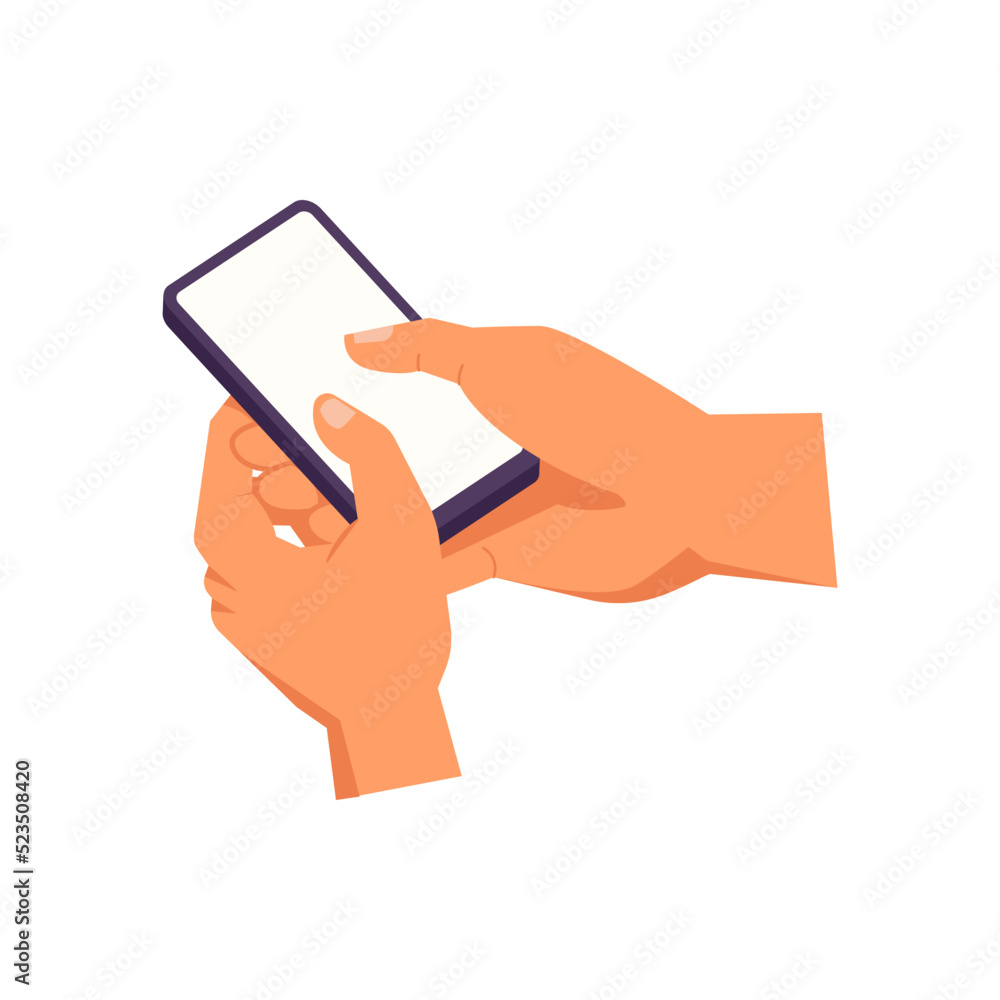 Hand holding smartphone. Vector icon of people hold smartphone or using ...