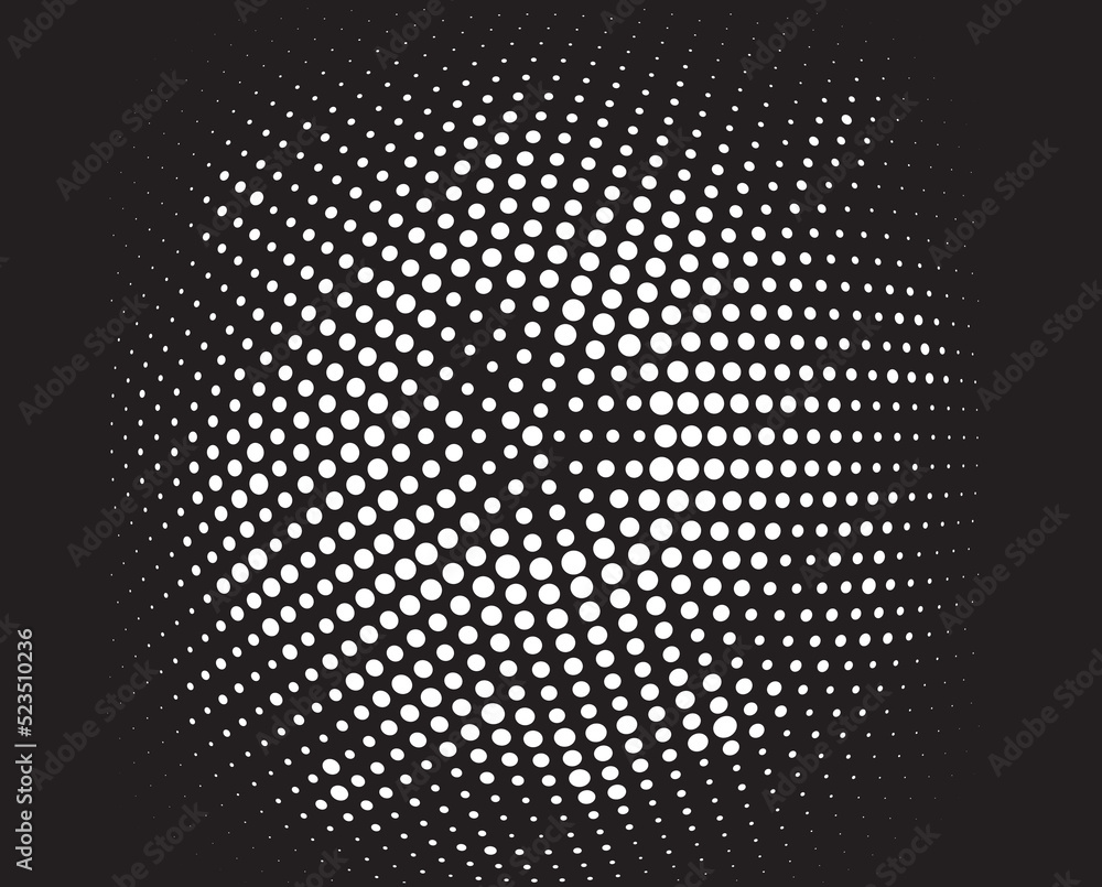 White halftone dots in vortex form. Geometric art. Trendy design ...