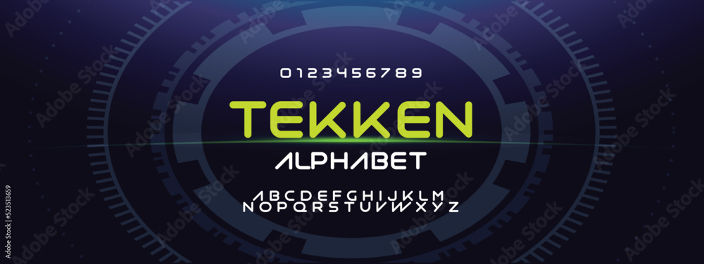 TEKKEN Modern Bold Font. Regular Italic Number Typography urban style alphabet fonts for fashion ...
