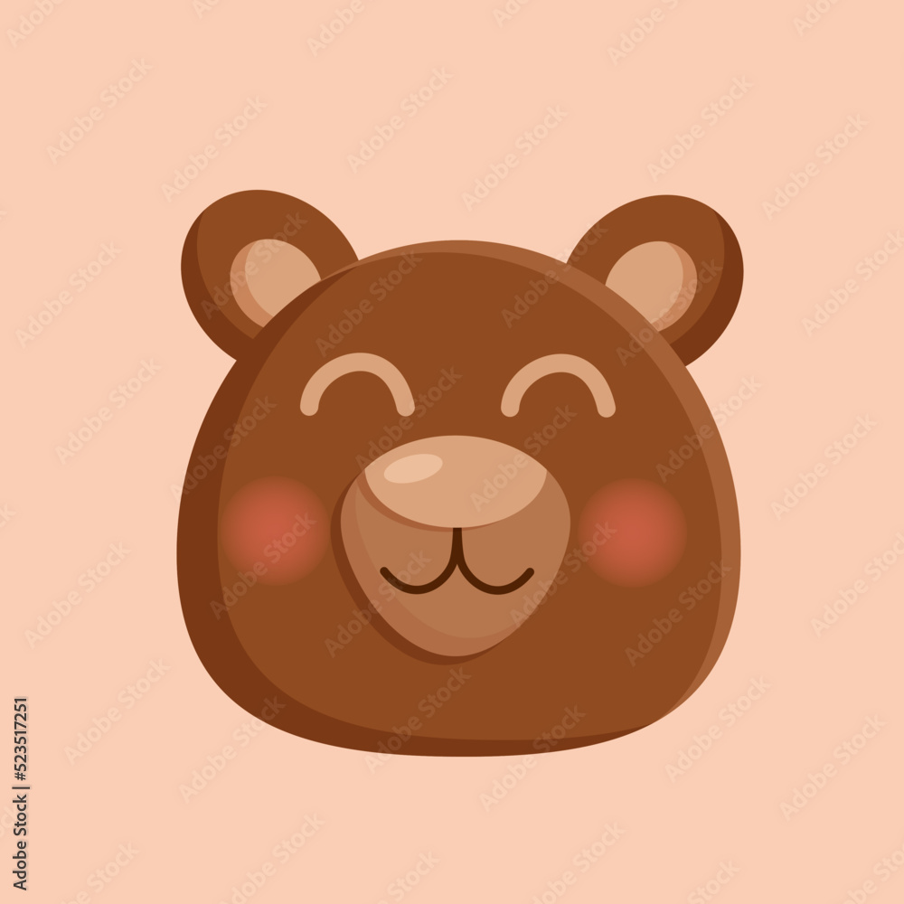 Cute bear portrait. Cartoon vector illustration of bear face. Design ...