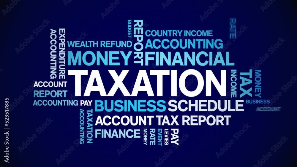Taxation animated tag word cloud;text design animation kinetic ...