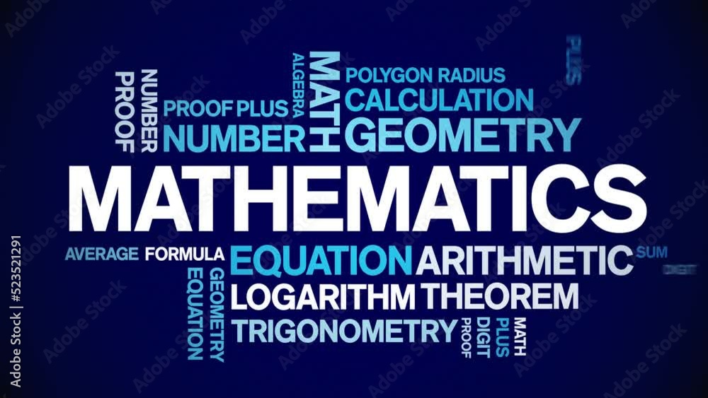 Mathematics animated tag word cloud;text design animation kinetic ...
