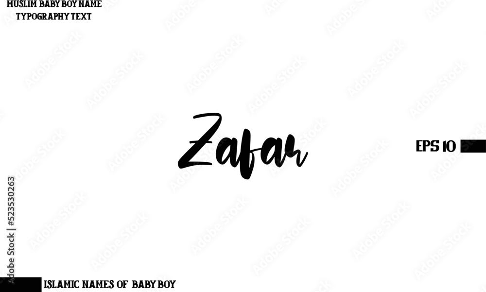 Muslim Men's Name Zafar. Text Stylish Calligraphy Stock Vector | Adobe ...