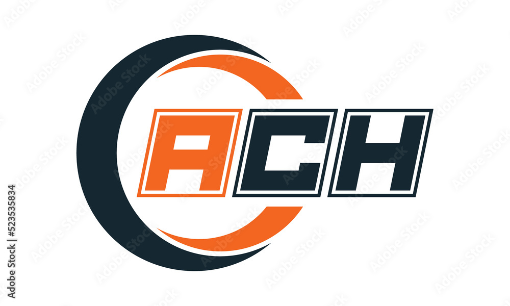 ACH three-letter circle logo design. custom font logo vector template ...