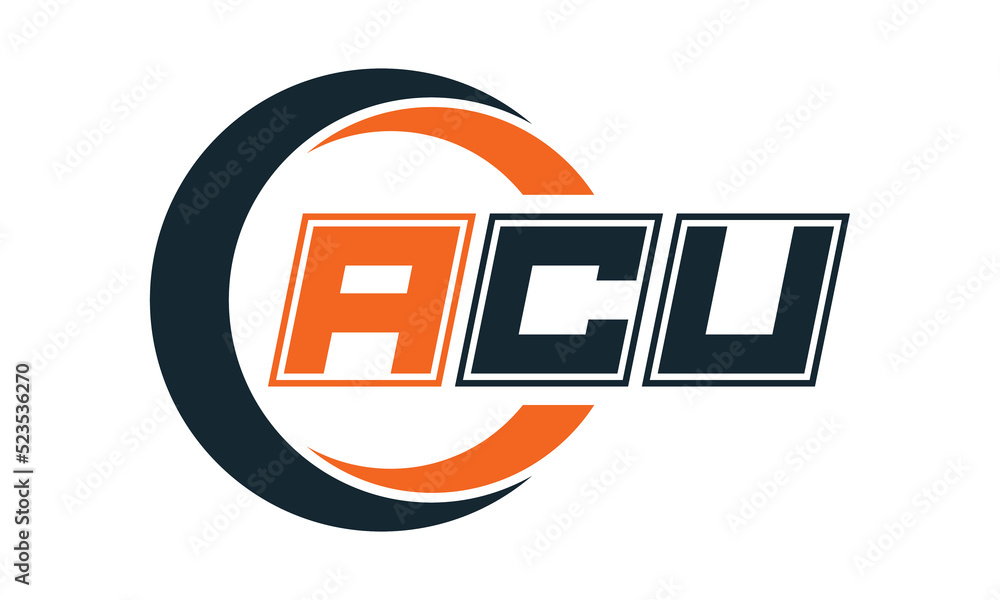 Vetor de ACU three-letter circle logo design. custom font logo vector ...