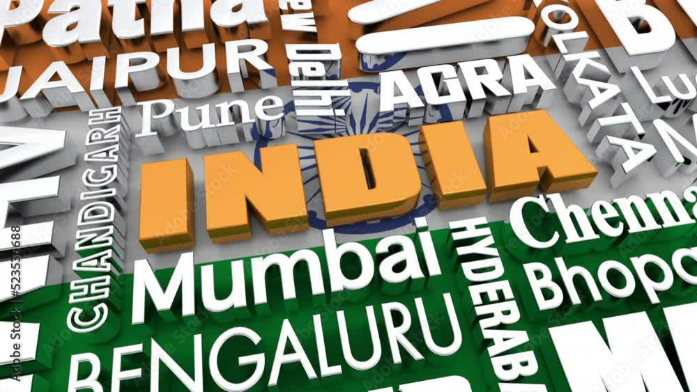 India Country Nation Flag Cities Words Har Ghar Tiranga Background 3d ...