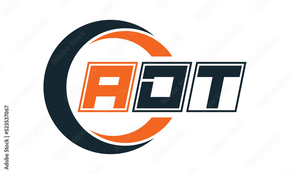 ADT three-letter circle logo design. custom font logo vector template ...