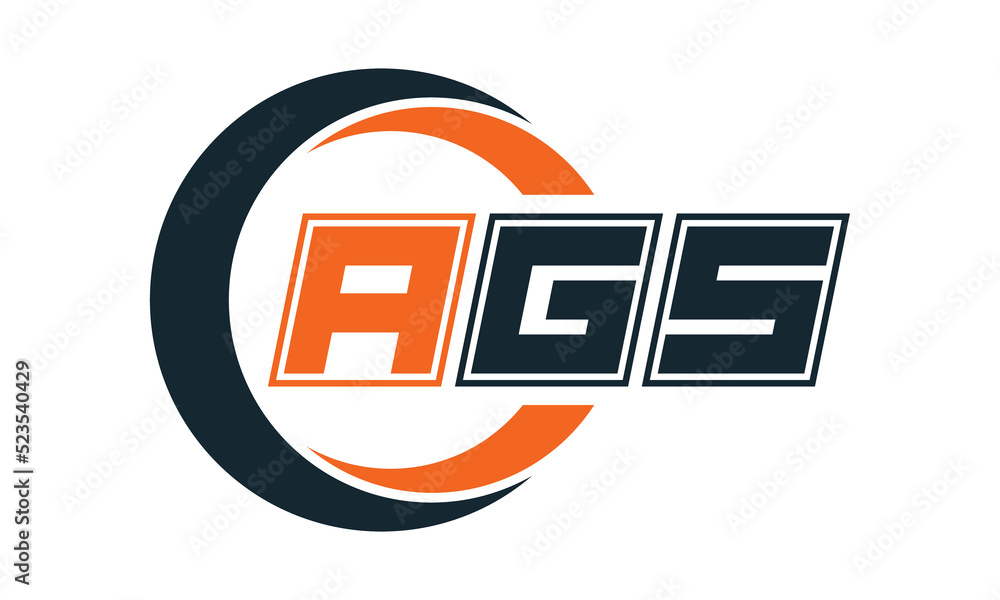 AGS three-letter circle logo design. custom font logo vector template ...