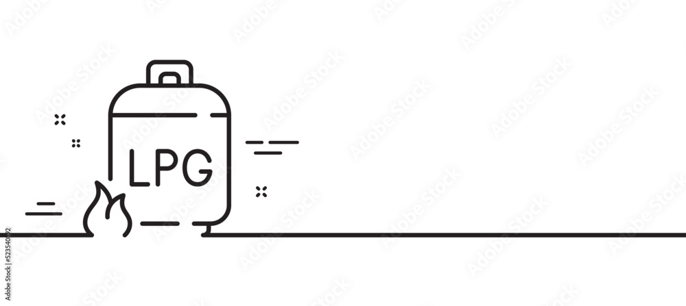 Gas cylinder line icon. LPG fuel container sign. Liquefied petroleum ...
