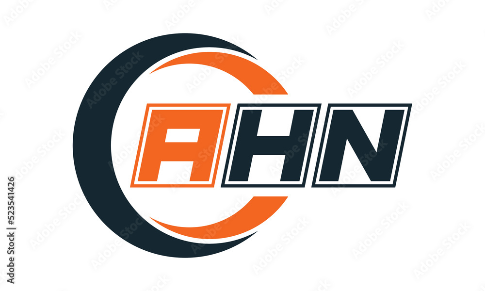 AHN three-letter circle logo design. custom font logo vector template ...
