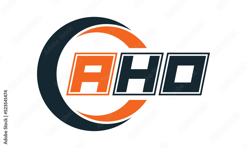 AHO three-letter circle logo design. custom font logo vector template ...