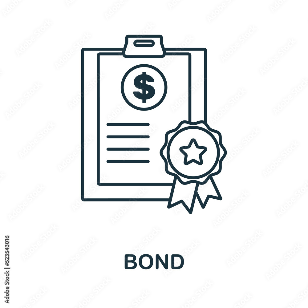Bond line icon. Monochrome simple Bond outline icon for templates, web ...