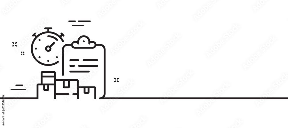 Delivery report line icon. Parcel documents sign. Express service ...