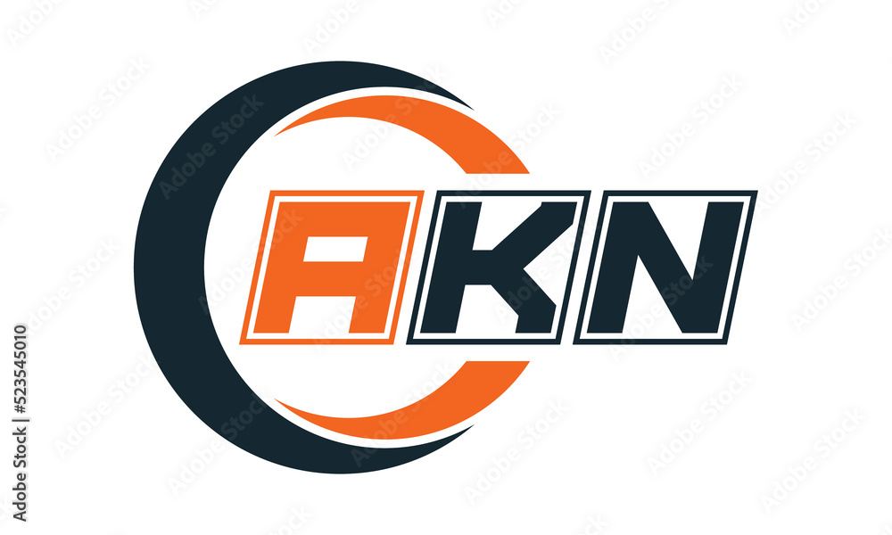 AKN three-letter circle logo design. custom font logo vector template ...