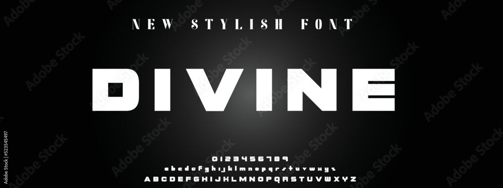 DIVINE Sports minimal tech font letter set. Luxury vector typeface for ...