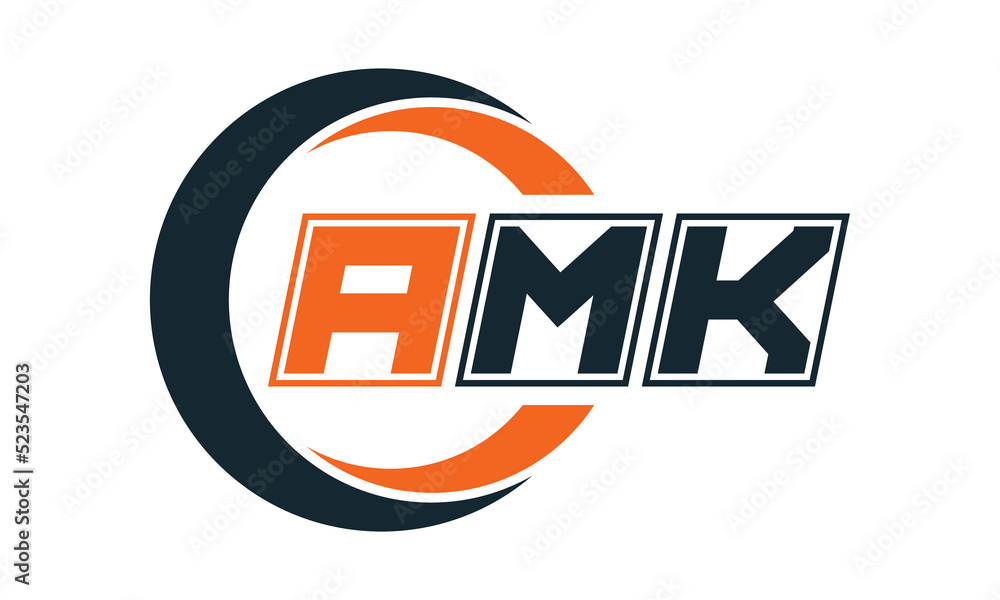AMK three-letter circle logo design. custom font logo vector template ...