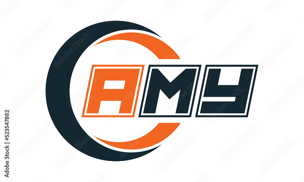 AMY three-letter circle logo design. custom font logo vector template ...
