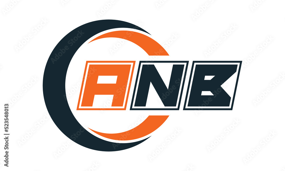 ANB three-letter circle logo design. custom font logo vector template ...