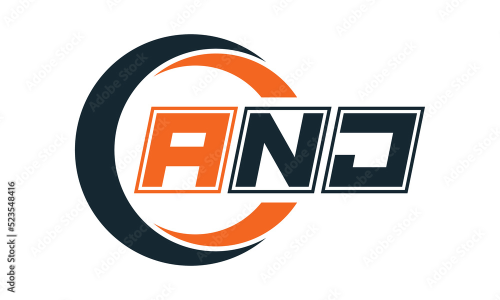 ANJ three-letter circle logo design. custom font logo vector template | abstract logo | word ...
